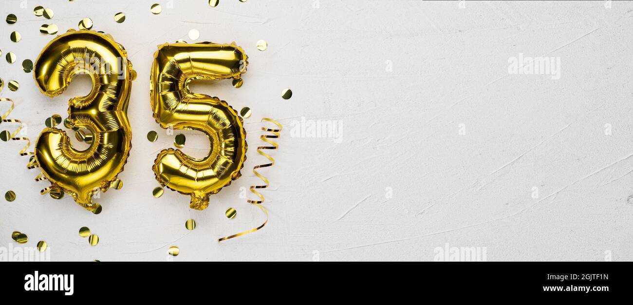 golden foil balloon number thirty five. Birthday or anniversary card ...