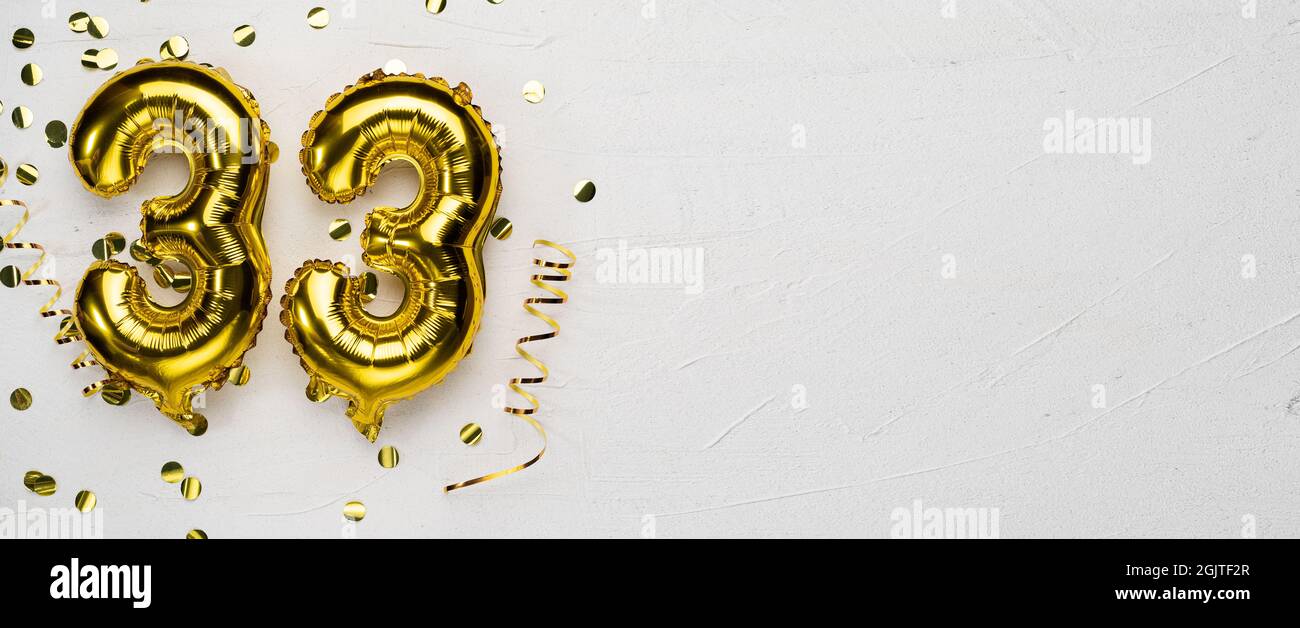golden foil balloon number thirty three. Birthday or anniversary card ...