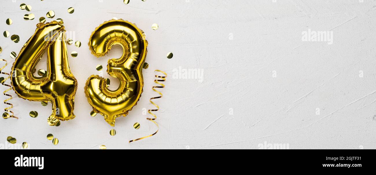 golden foil balloon number forty three. Birthday or anniversary card ...