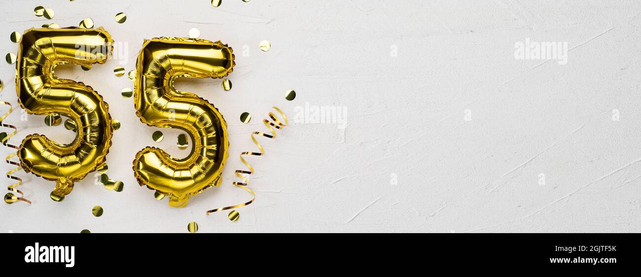 golden foil balloon number fifty five. Birthday or anniversary card ...
