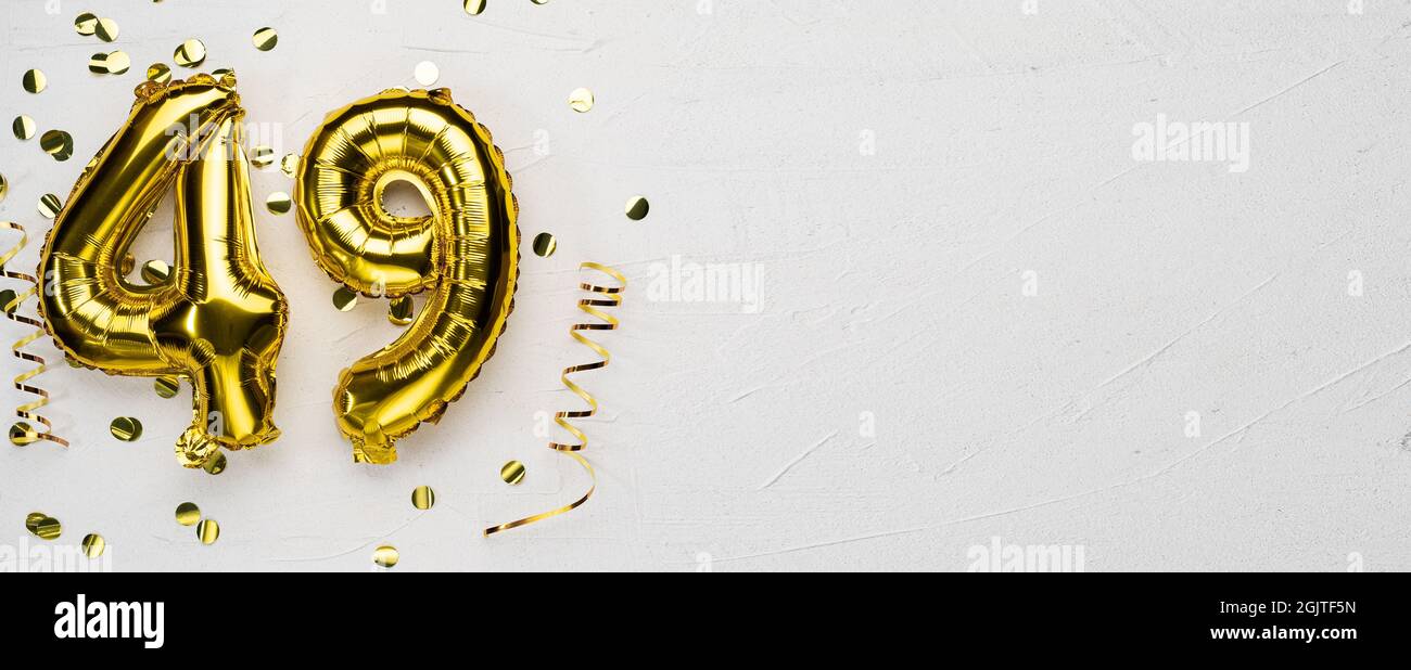 golden foil balloon number forty nine. Birthday or anniversary card ...