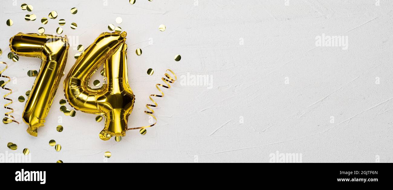 golden foil balloon number seventy four. Birthday or anniversary card ...