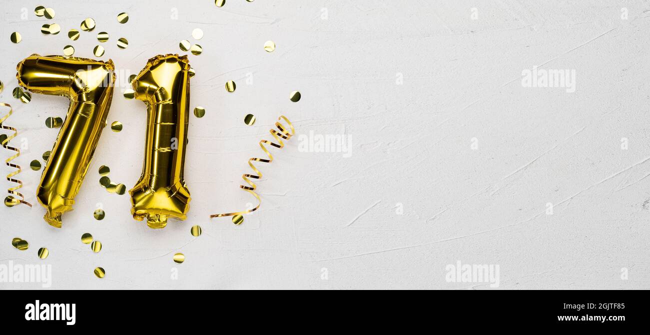 golden foil balloon number seventy one. Birthday or anniversary card ...