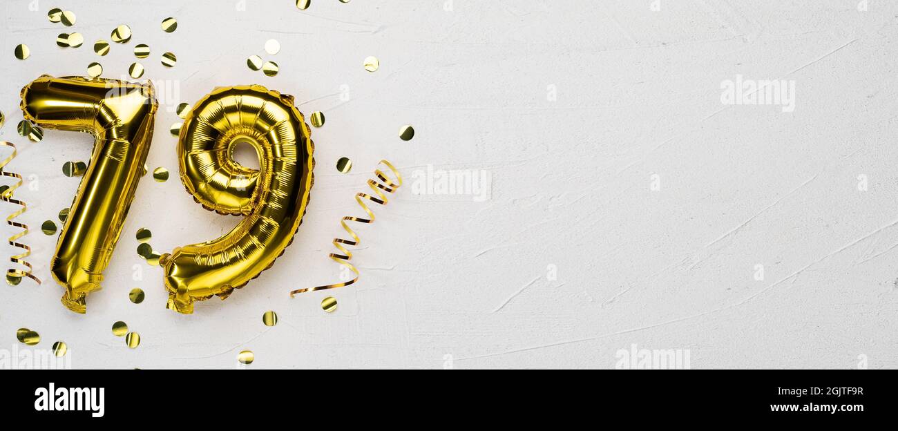 golden foil balloon number seventy nine. Birthday or anniversary card ...
