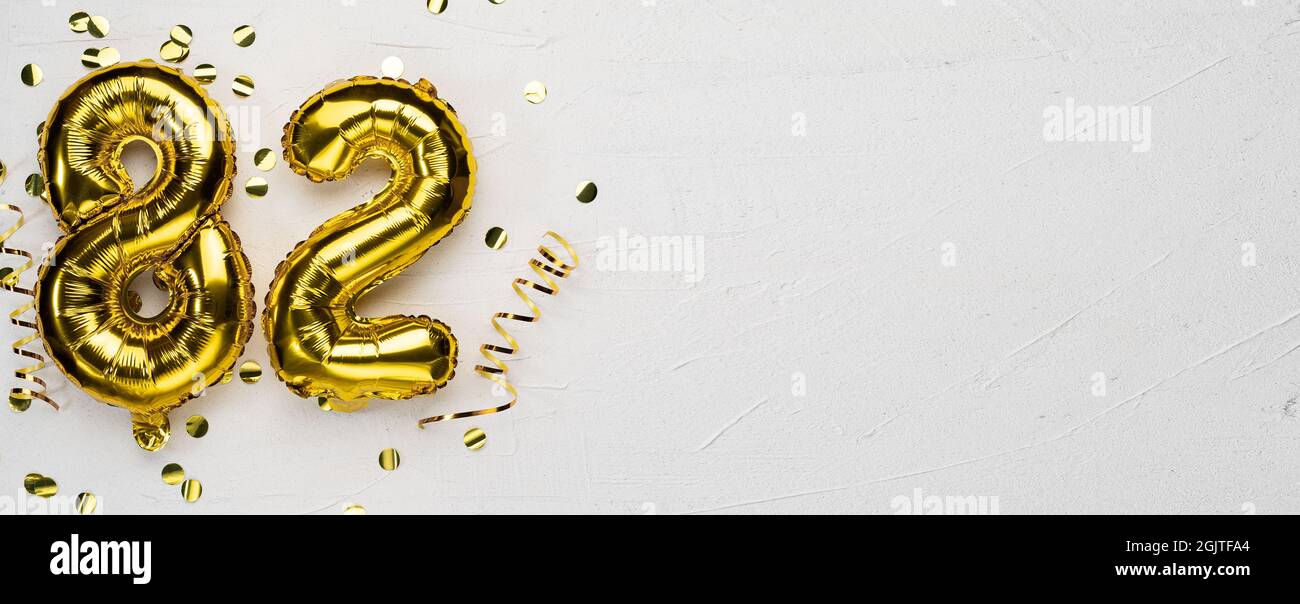 golden foil balloon number eighty two. Birthday or anniversary card ...