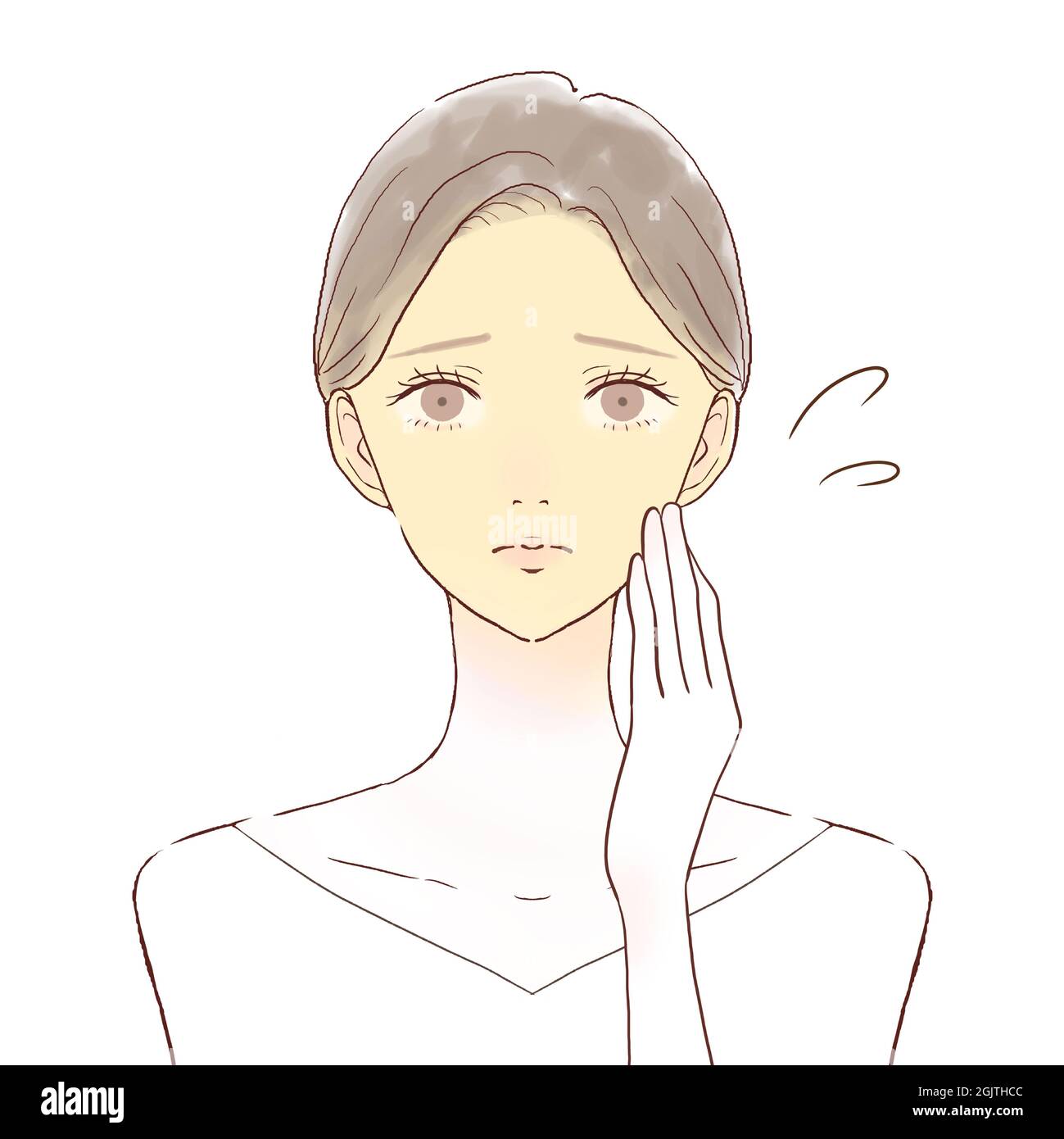 A woman suffering from dull skin. On a white background Stock Photo - Alamy