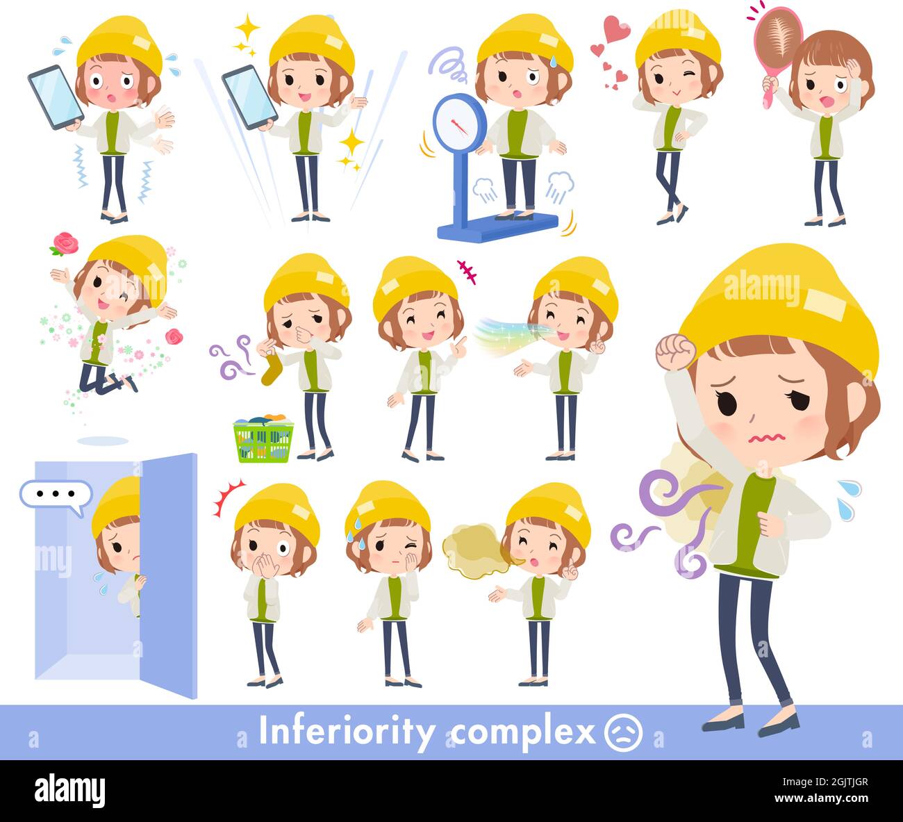 A set of Casual Fashion Women on inferiority complex.It's vector art so ...