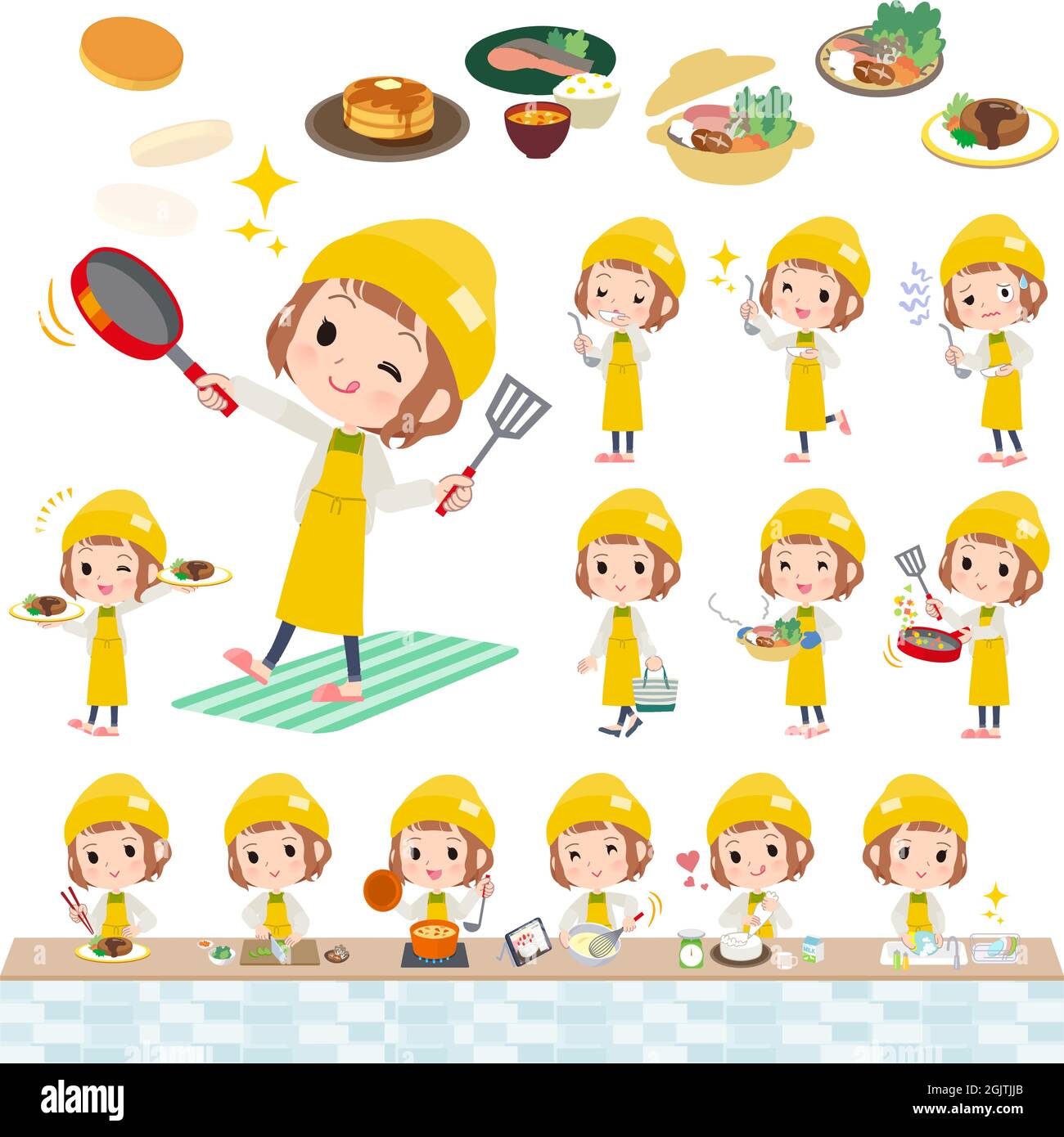 A set of Casual Fashion Women about cooking.It's vector art so easy to ...