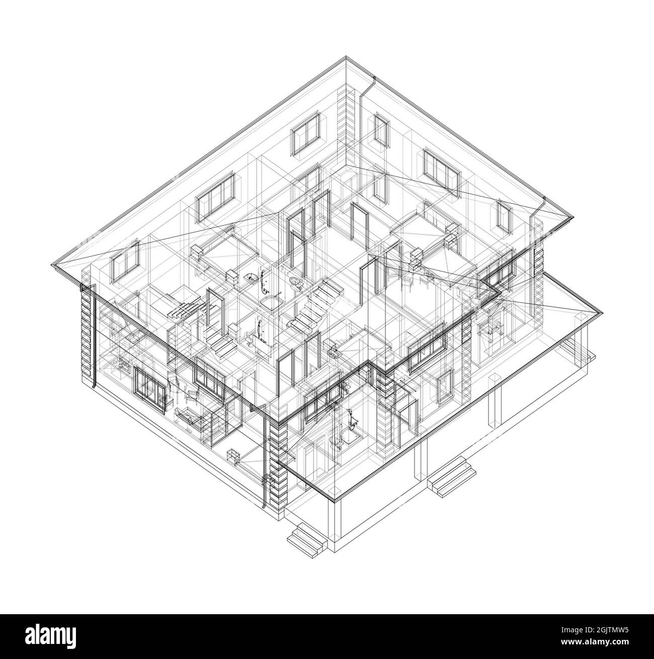 Residential building technical drawing. Vector Stock Vector Image & Art ...