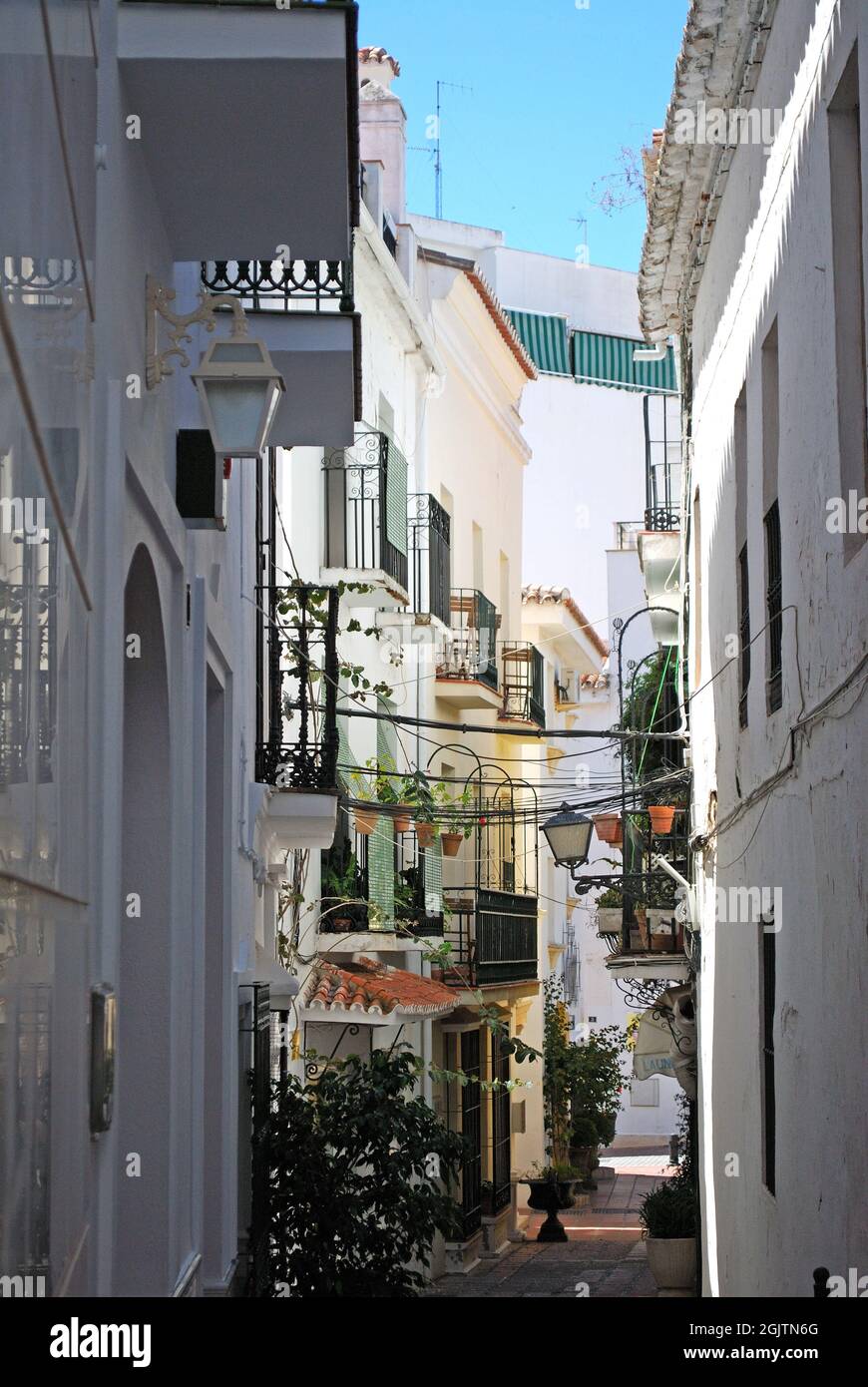 Traditional Spanish buildings in the old town, Marbella, Malaga ...