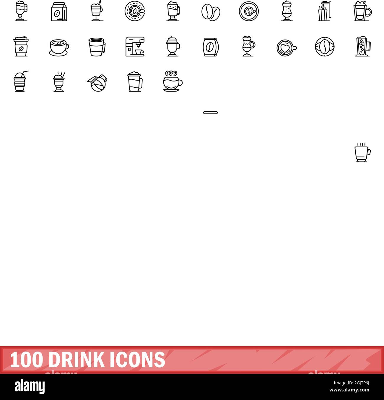 100 drink icons set. Outline illustration of 100 drink icons vector set ...