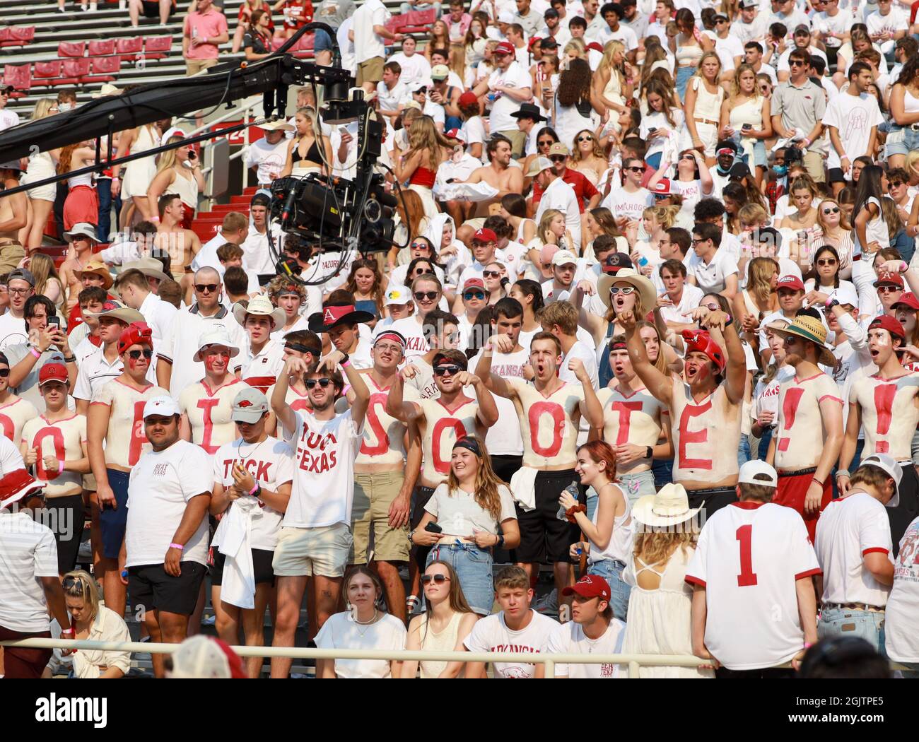 September 11, 2021: The Arkansas student section reacts as the ESPN ...