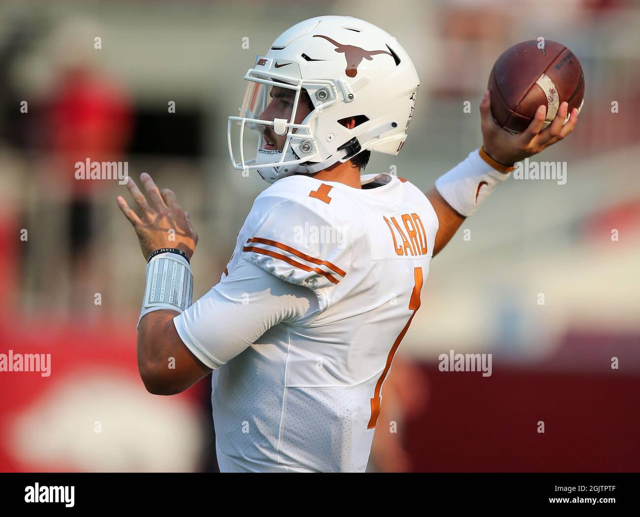 September 11, 2021: Hudson Card #1 Texas QB prepares to release a ball ...