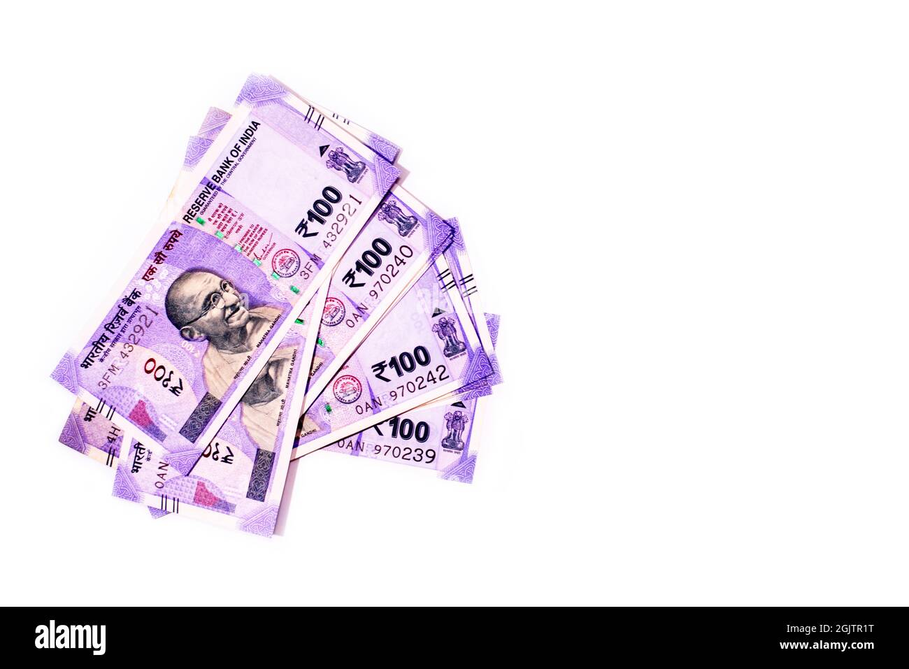 Indian one hundred rupees banknote on isolated white background Stock ...