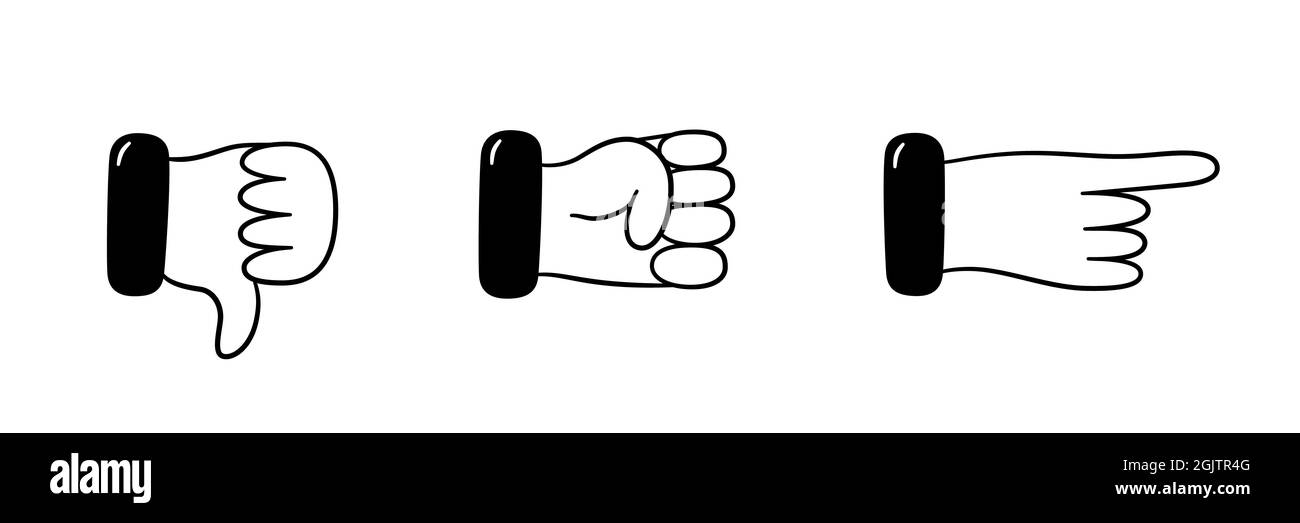 Negative hand and finger gestures. Dislike, fist, point with your ...