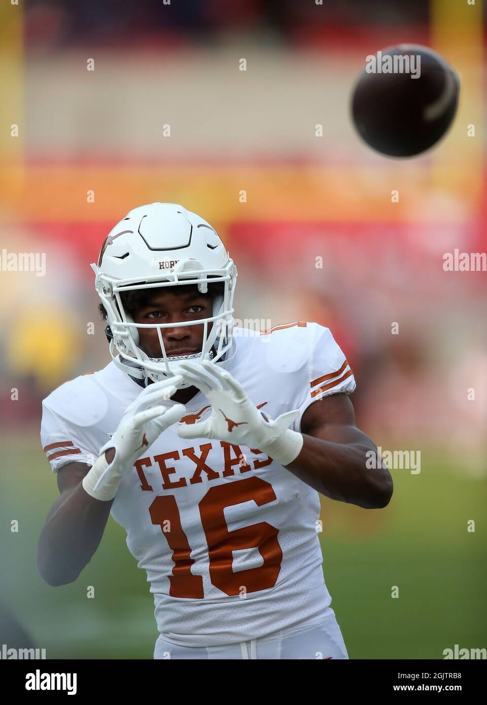 September 11, 2021: Kelvontay Dixon #16 Longhorn receiver watches as a ...