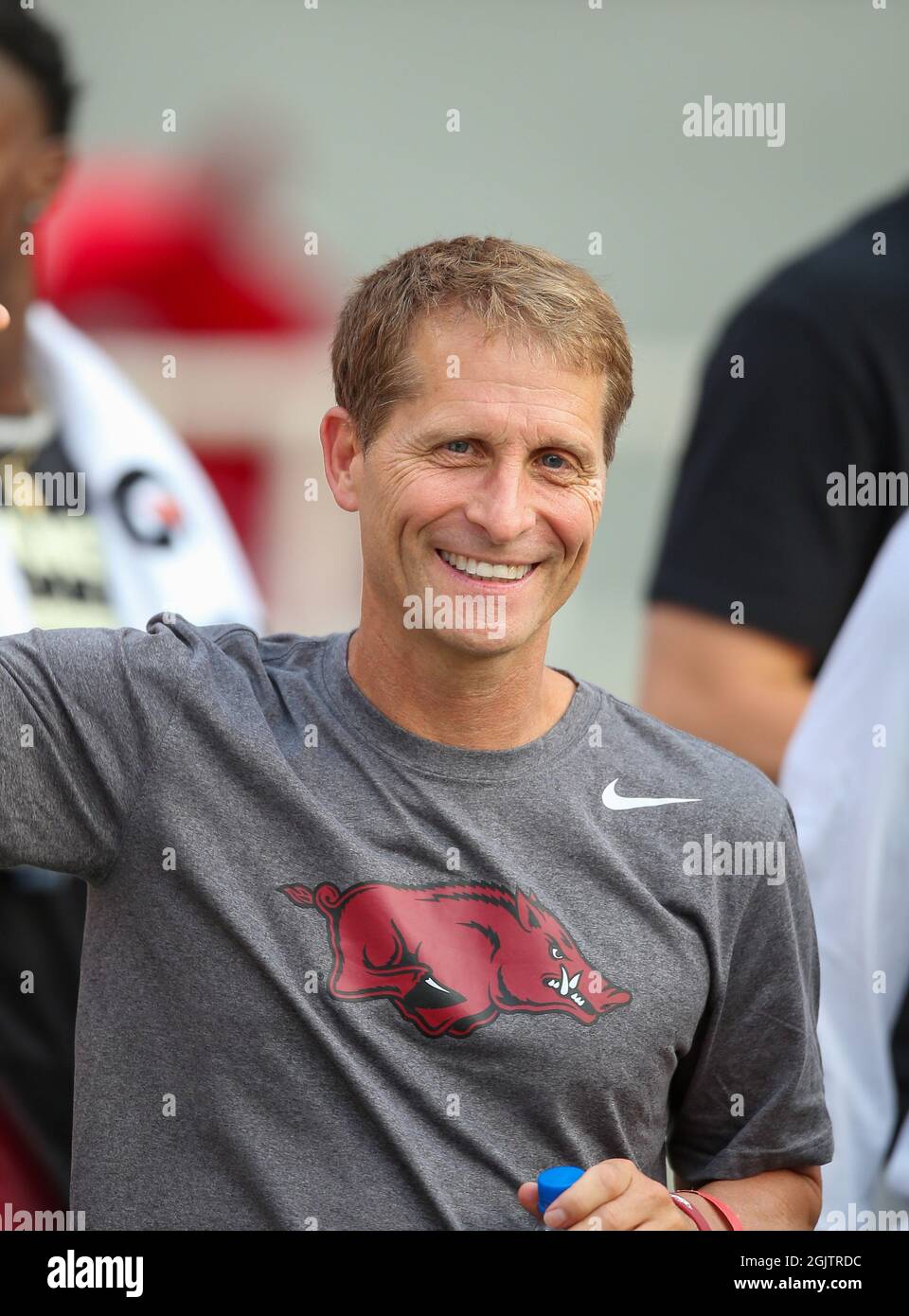 September 11, 2021: Eric Mussleman Arkansas Head Basketball coach waits ...