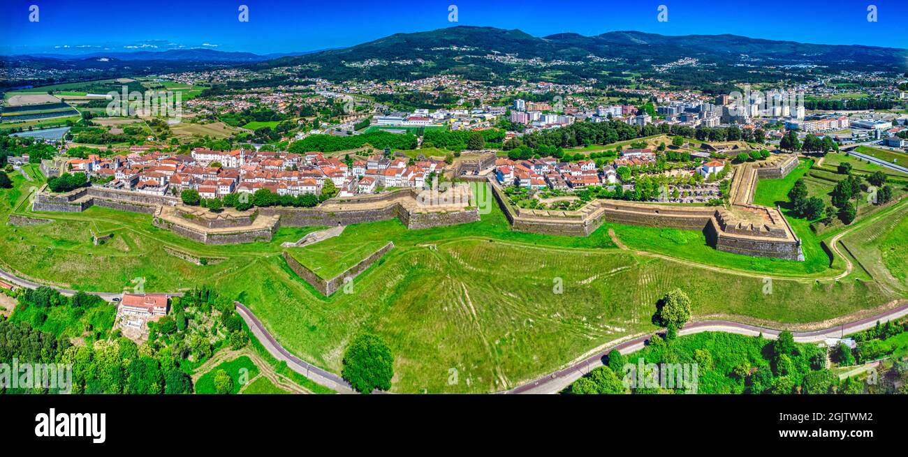 VALENCA DO MINHO, PORTUGAL - Jun 11, 2021: A panoramic shot of the 17th ...
