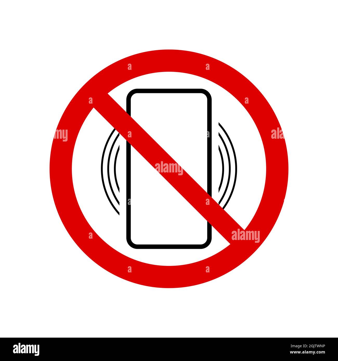 Smartphone, mobile phone ringing or vibrating prohibition sign. No ...
