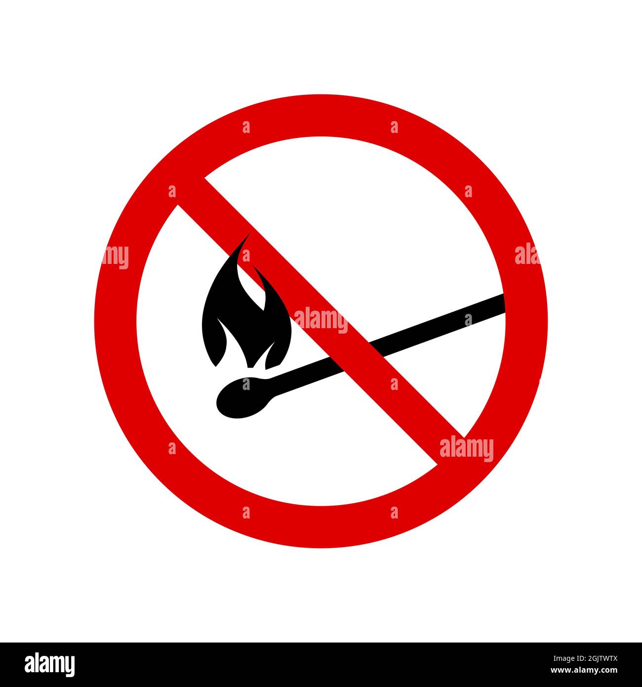 Fire prohibition sign. No match, open flame symbol, do not sign, circle ...