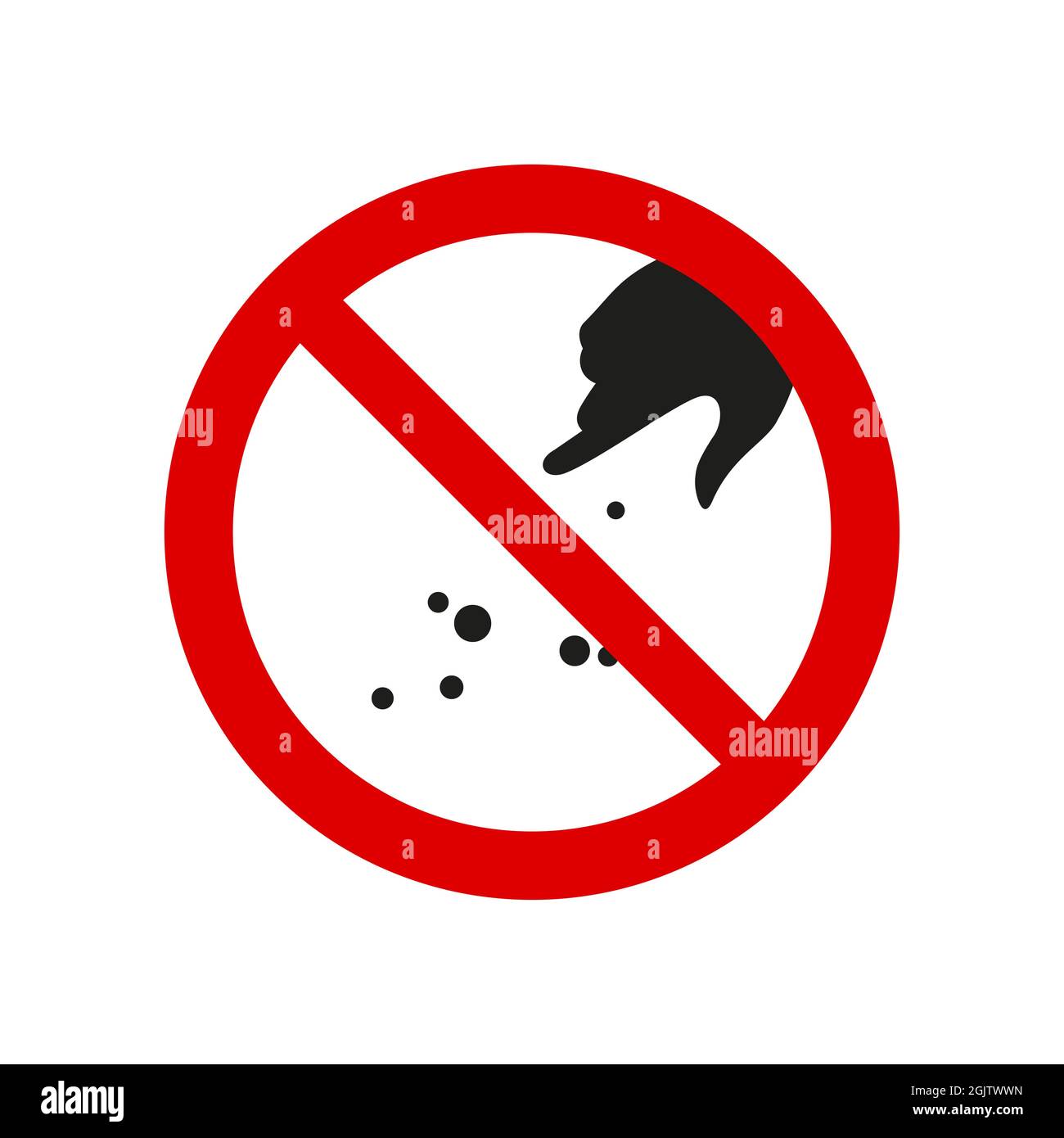 Hand silhouette feeding ban prohibition sign. No symbol, do not sign ...