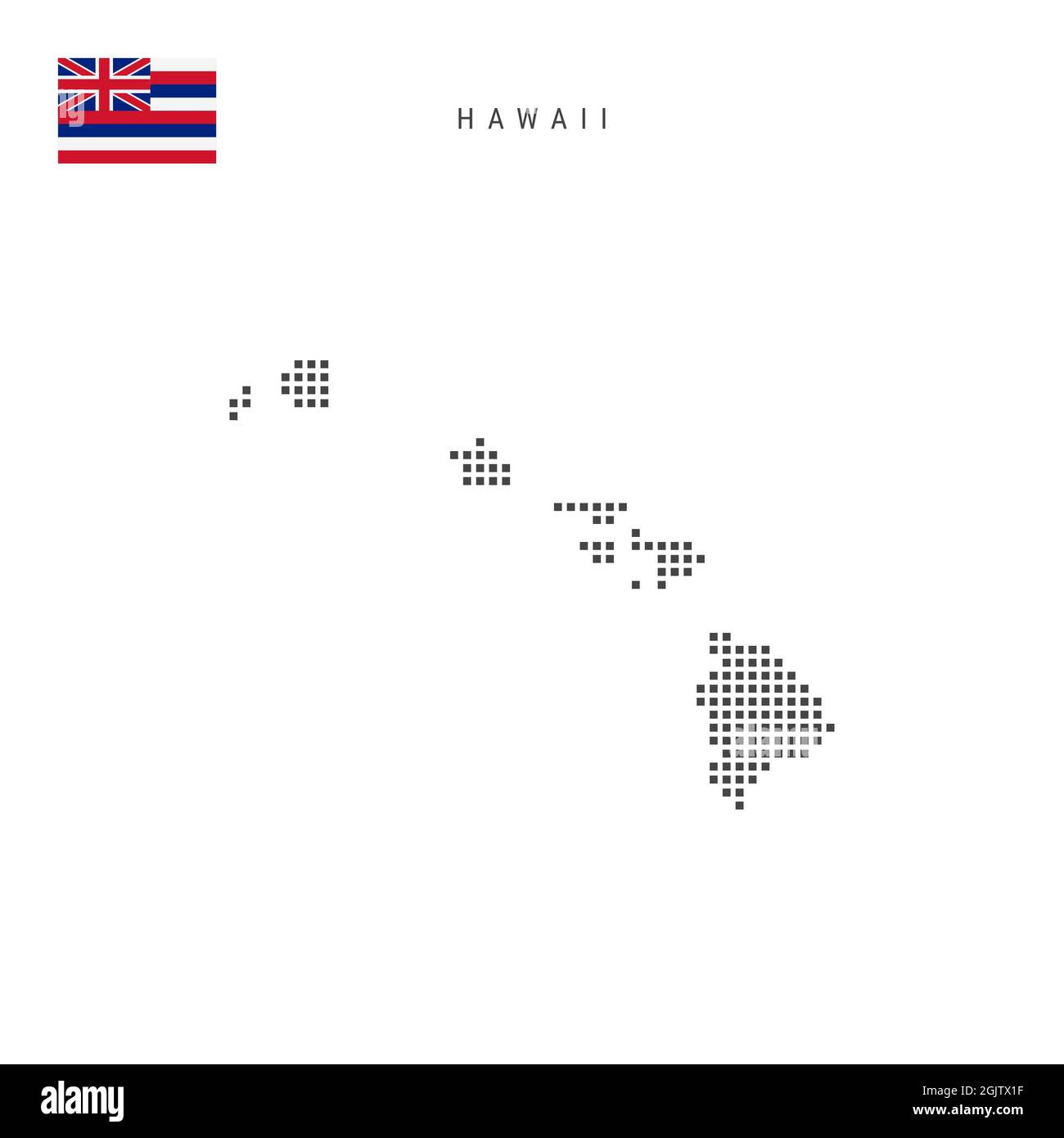 Square dots pattern map of Hawaii. Dotted pixel map with flag isolated ...
