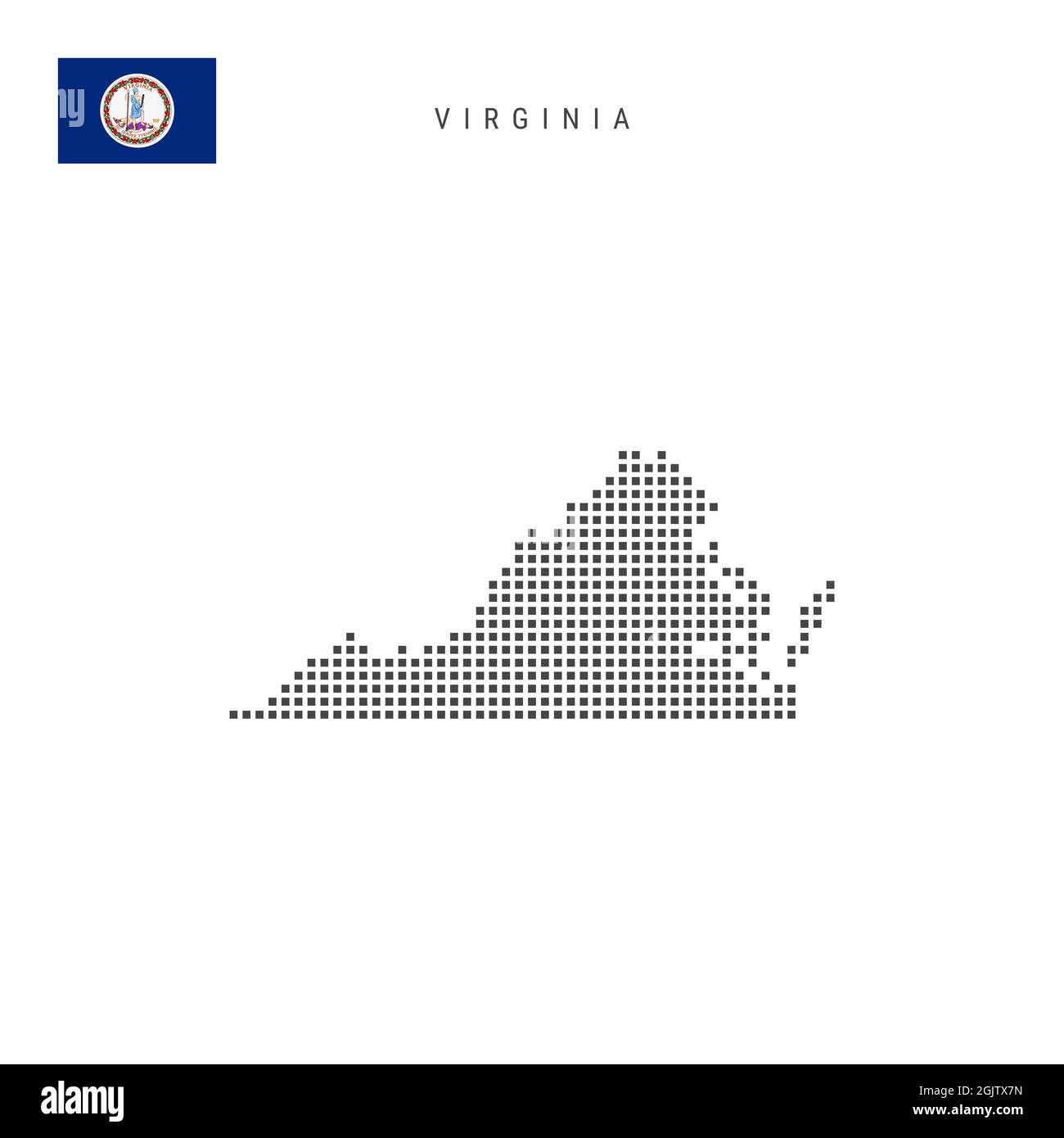 Square dots pattern map of Virginia. Dotted pixel map with flag ...