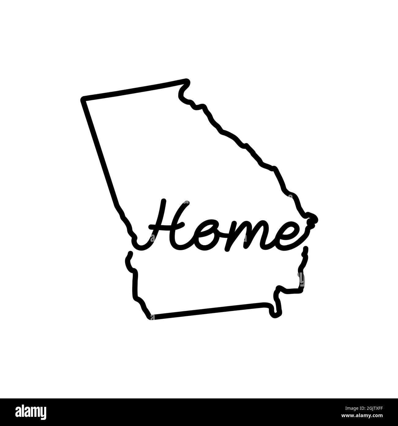 Georgia US state outline map with the handwritten HOME word. Continuous ...