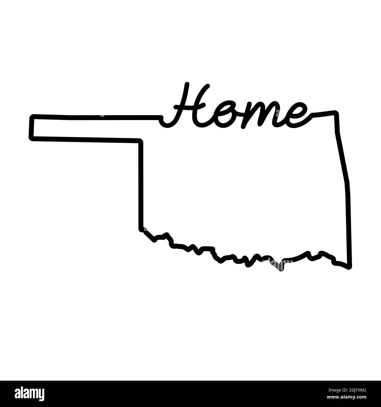 Oklahoma US state outline map with the handwritten HOME word ...