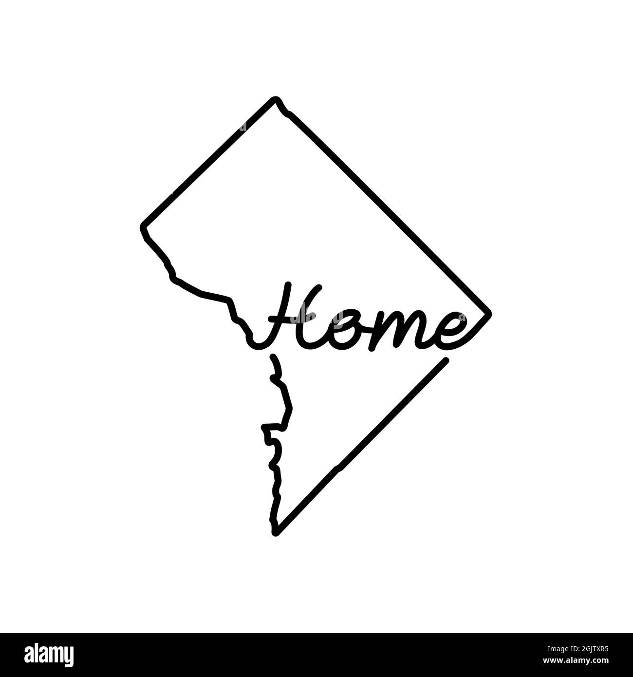 Washington DC, District of Columbia outline map with the handwritten ...