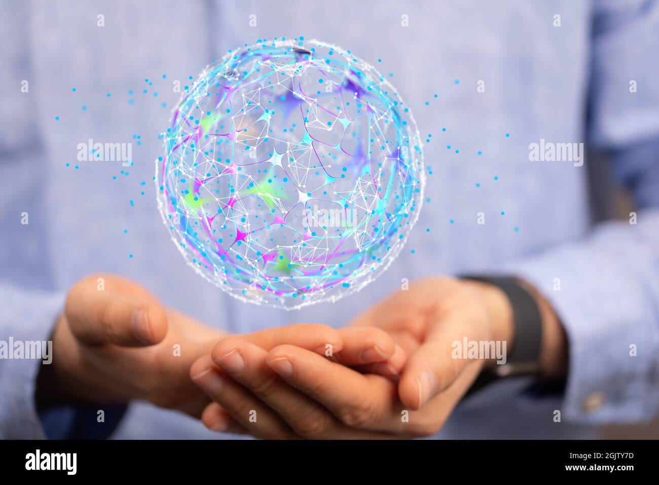 A colorful digital ball of the data network Stock Photo - Alamy