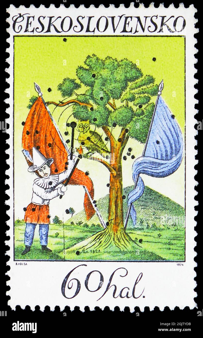 MOSCOW, RUSSIA - JUNE 20, 2021: Postage stamp printed in Czechoslovakia ...