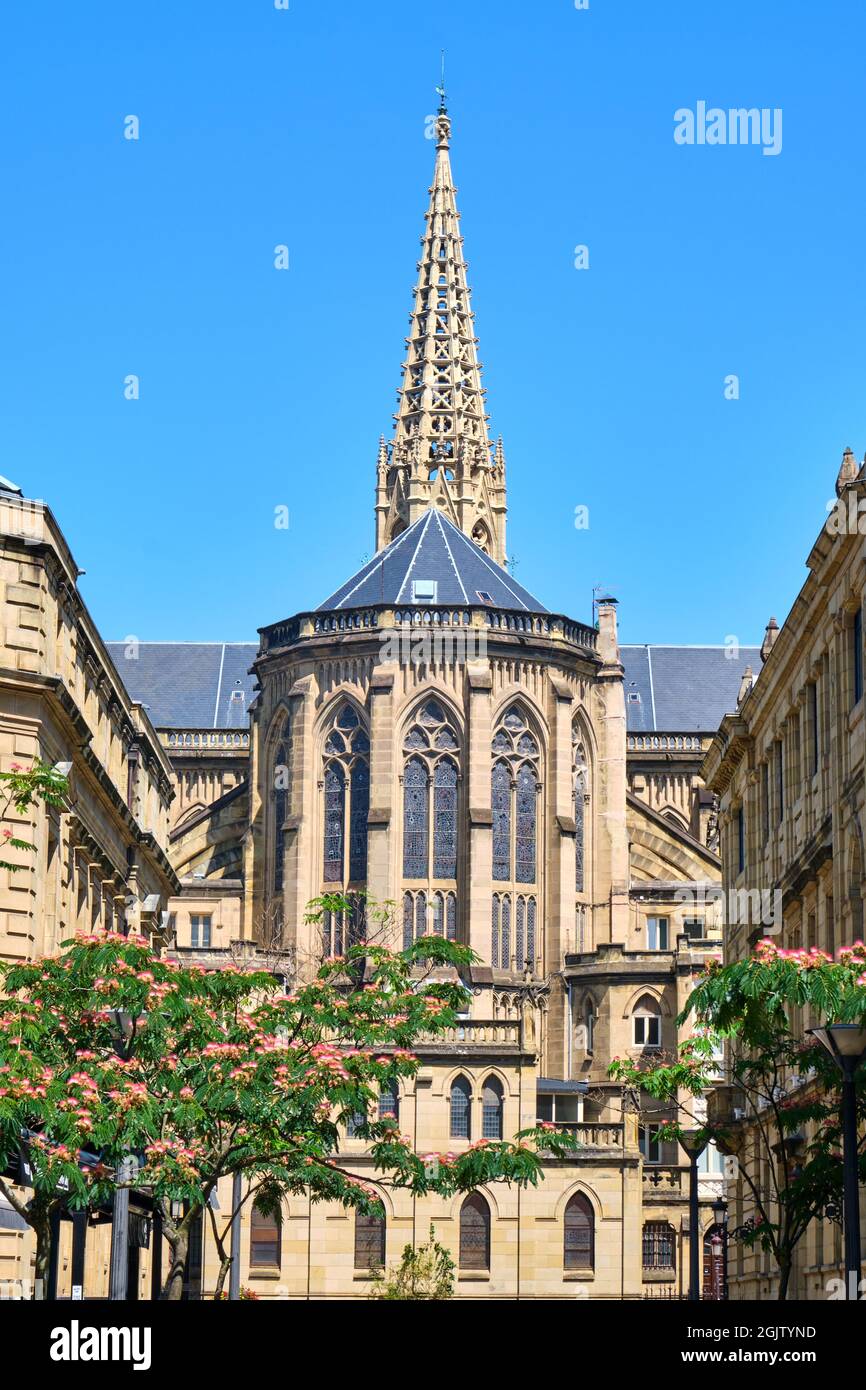 The back of the Cathedral of the Good Shepherd in San Sebastian, Spain ...
