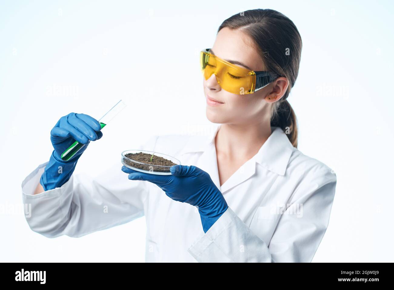 female doctor research biology ecology experiment isolated background ...