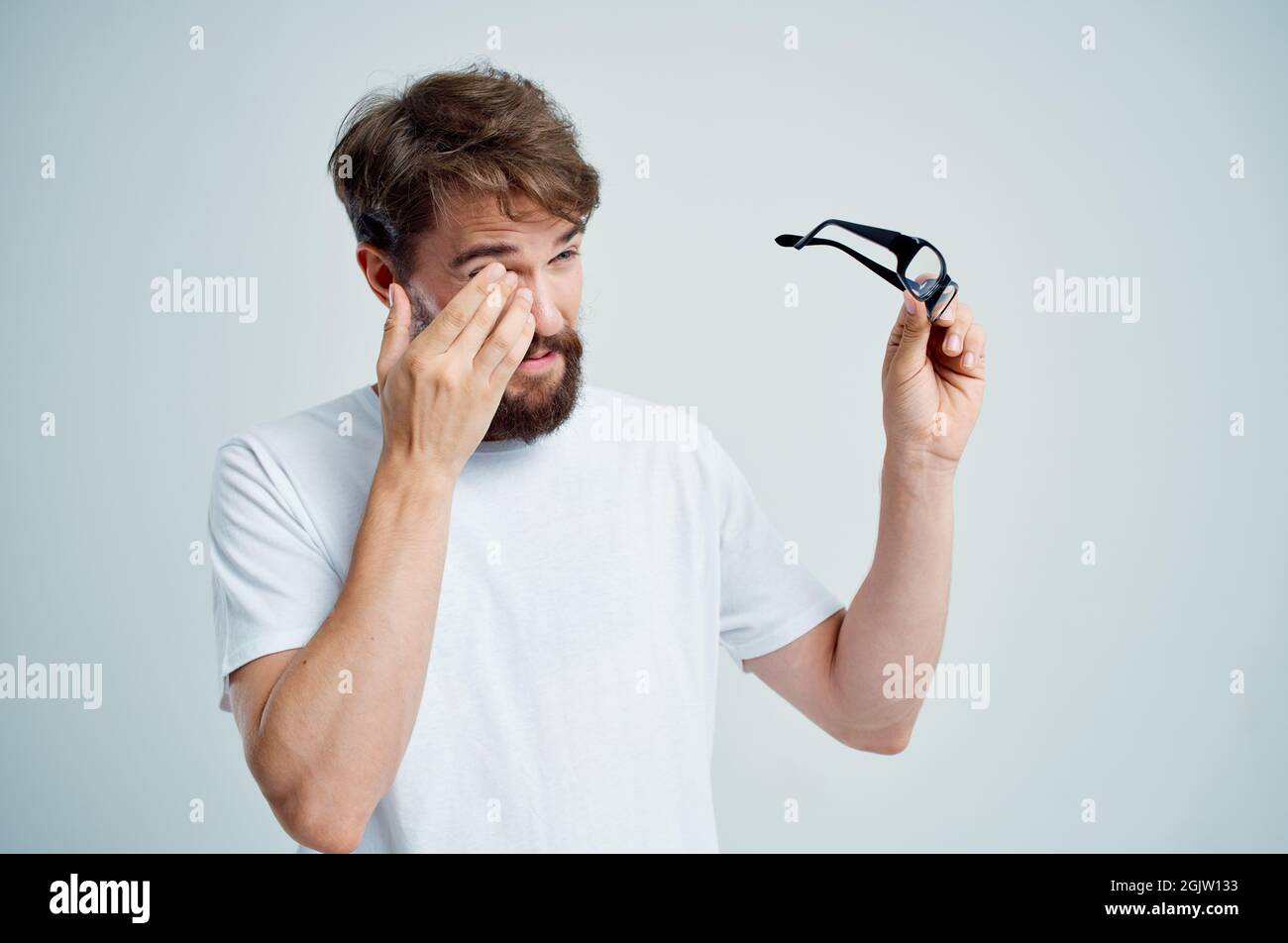 man with poor eyesight health problems close-up Stock Photo - Alamy
