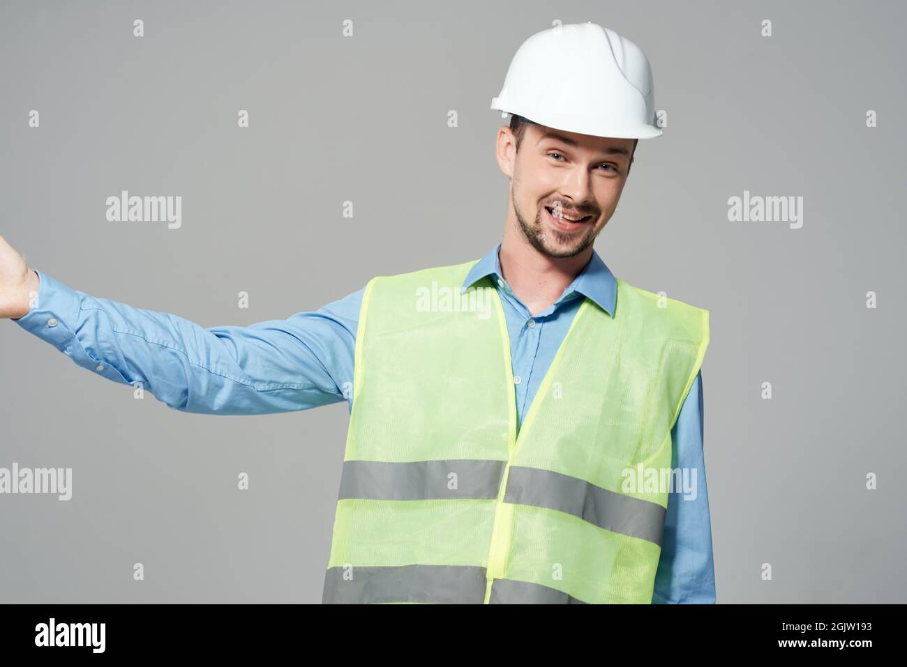 male builders protection Working profession light background Stock ...