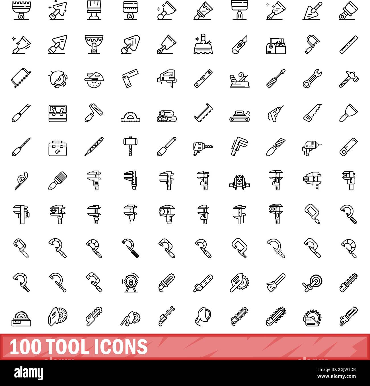 100 tool icons set. Outline illustration of 100 tool icons vector set ...