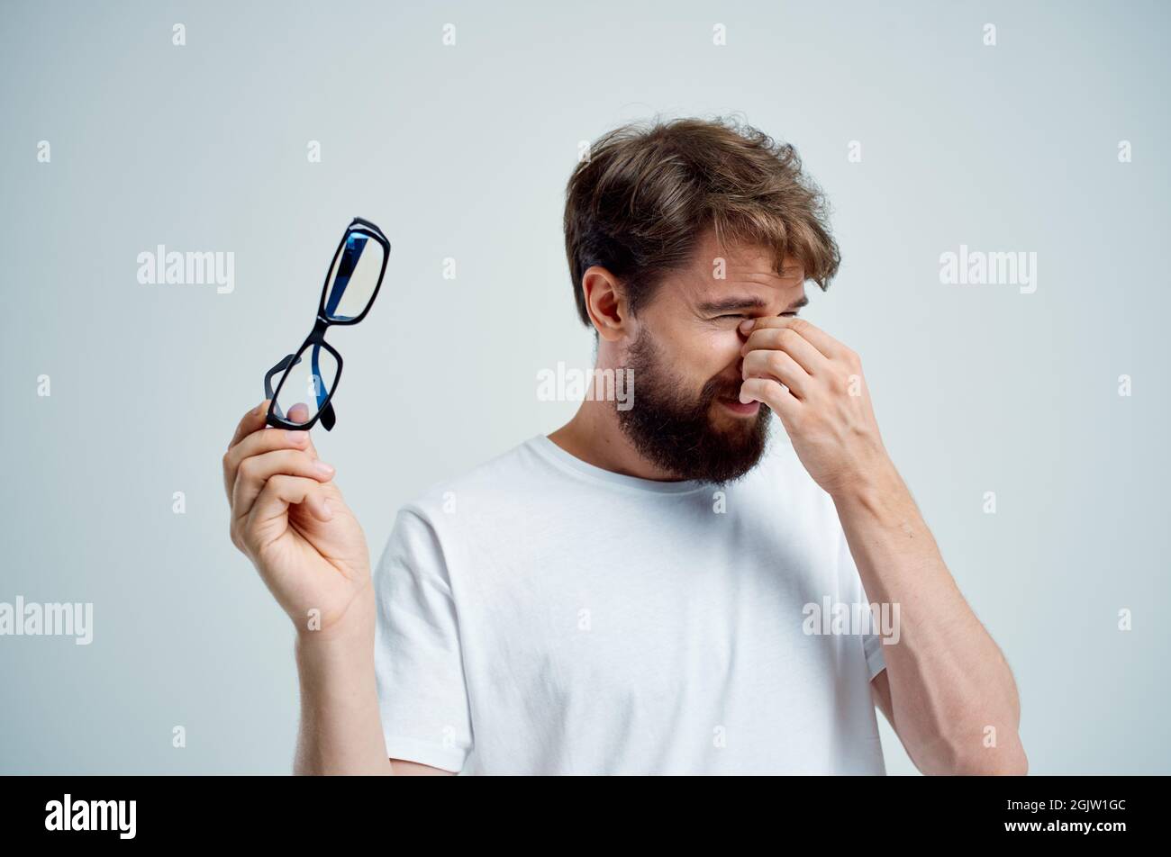 sick man with poor eyesight health problems close-up Stock Photo - Alamy