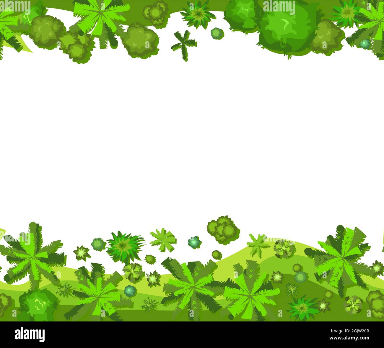 Edge of jungle forest. Top view of the landscape from a height. Green ...