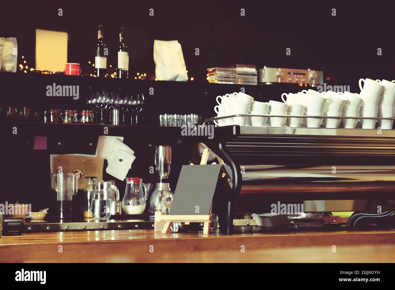 Bar counter in modern cafe Stock Photo - Alamy