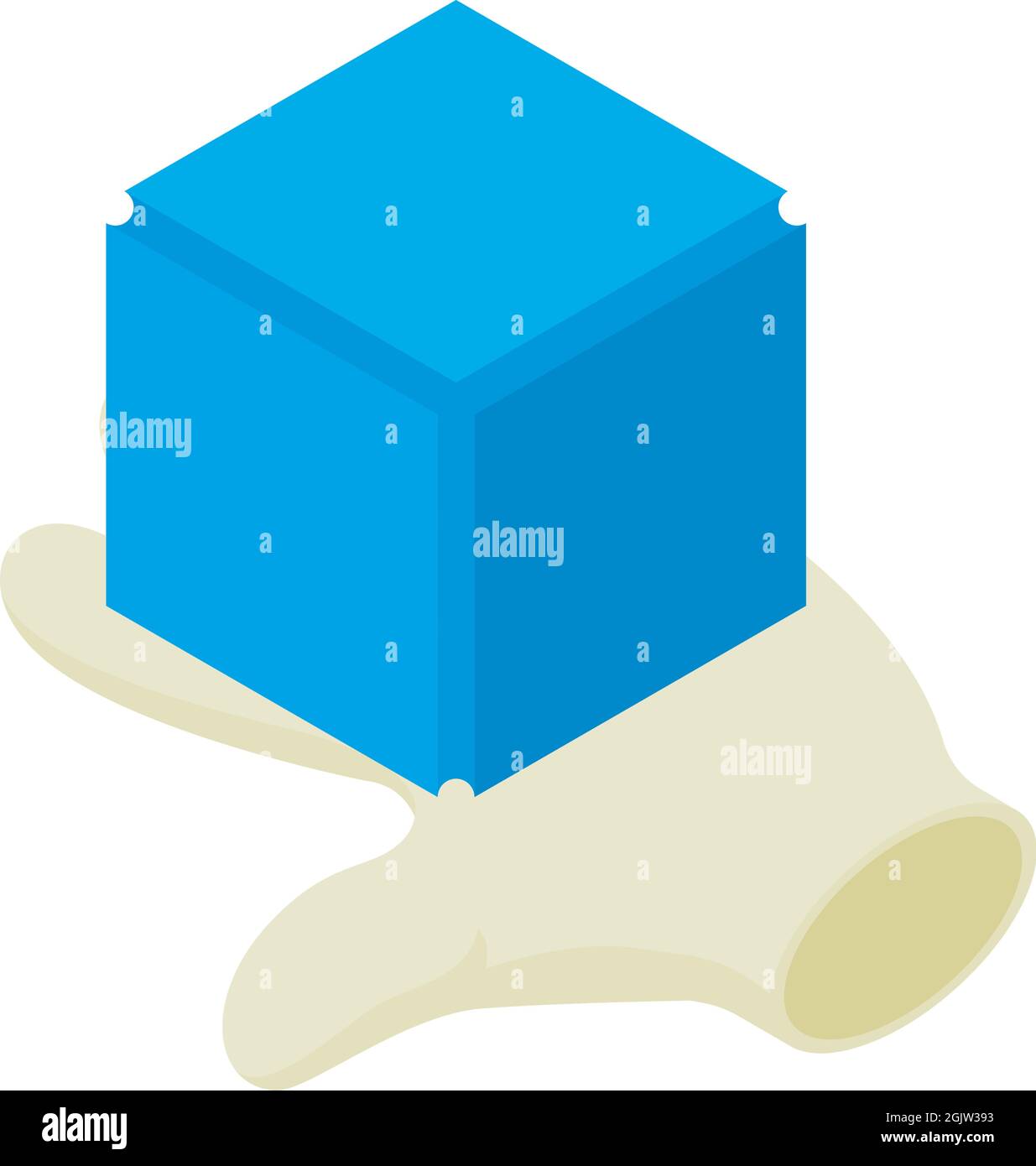 Block icon isometric vector. Human hand holding a blue block icon ...