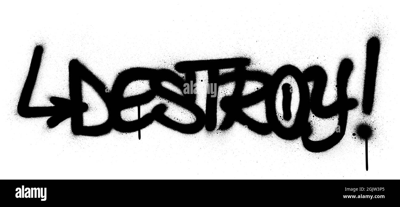 graffiti destroy word sprayed in black over white Stock Vector Image ...