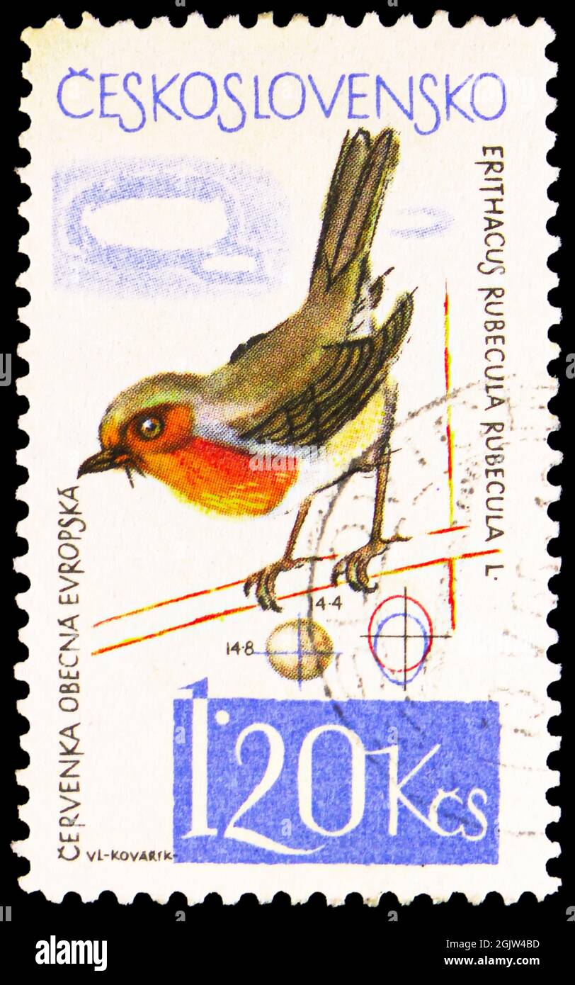 MOSCOW, RUSSIA - JUNE 20, 2021: Postage stamp printed in Czechoslovakia ...