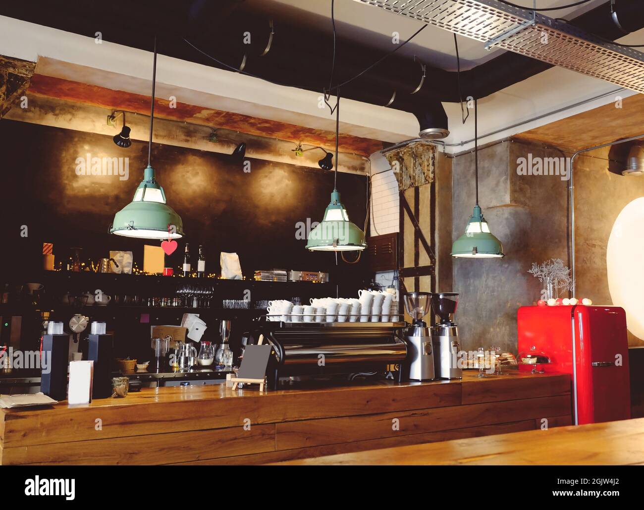 Bar counter in modern cafe Stock Photo - Alamy