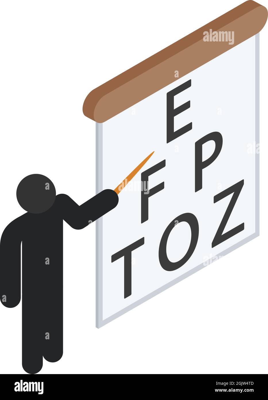 Vision testing icon isometric vector. Snellen chart, man icon with ...