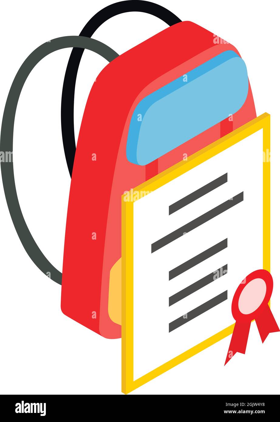 Offline education icon isometric vector. Bright school bag and diploma ...