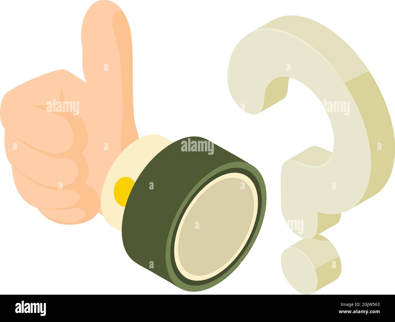 Approval icon isometric vector. Human hand with thumb up and question ...
