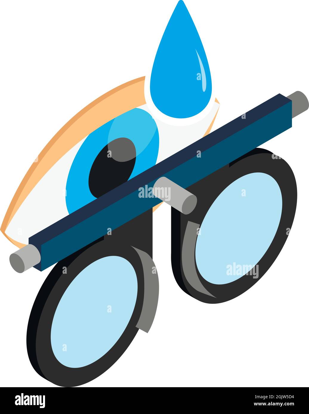 Check vision icon isometric vector. Trial frame, open human eye and ...