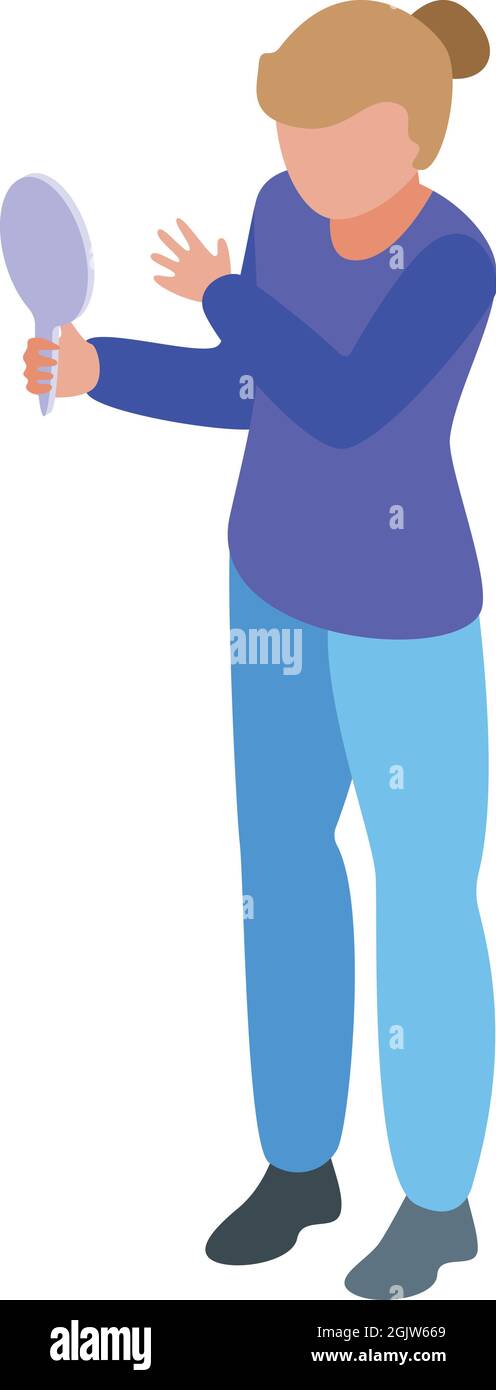 Woman self reflection icon isometric vector. Ego narcissism. Selfish ...