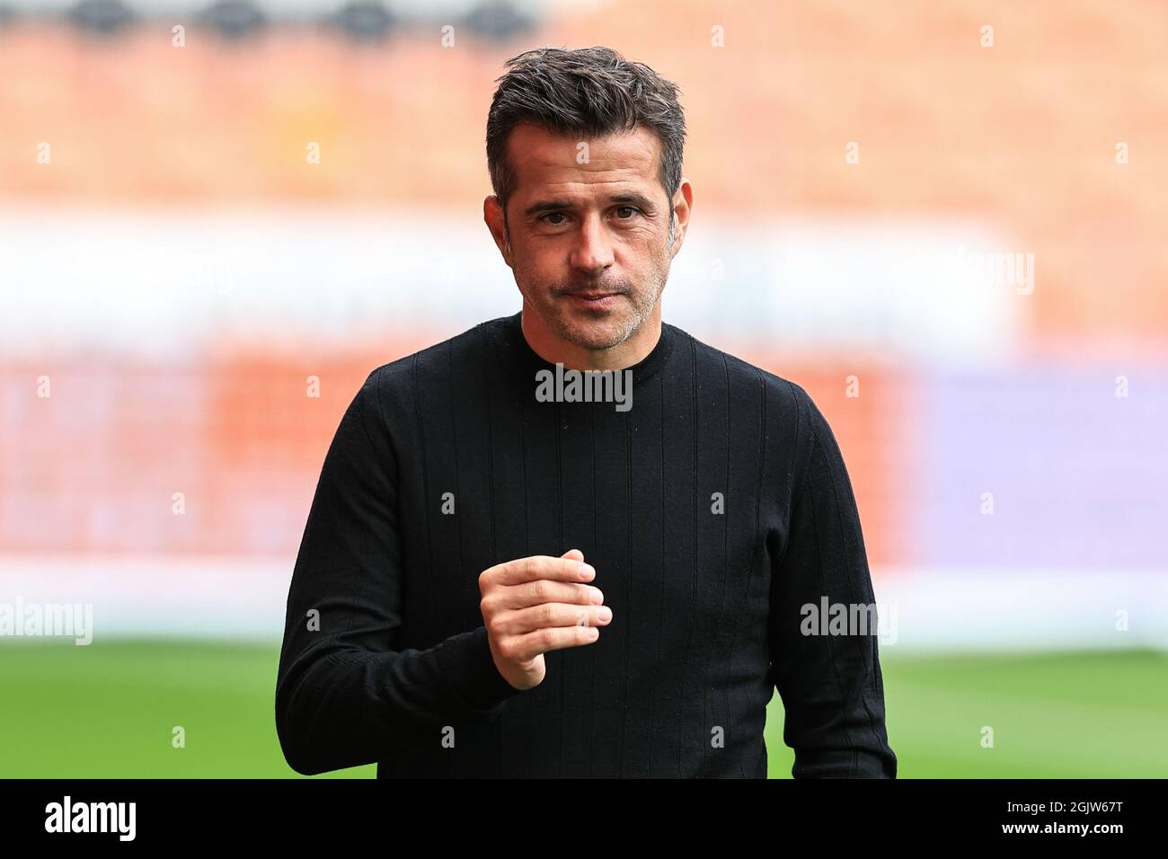 Marco Silva manager of Fulham arrives at Bloomfield Road Stock Photo ...